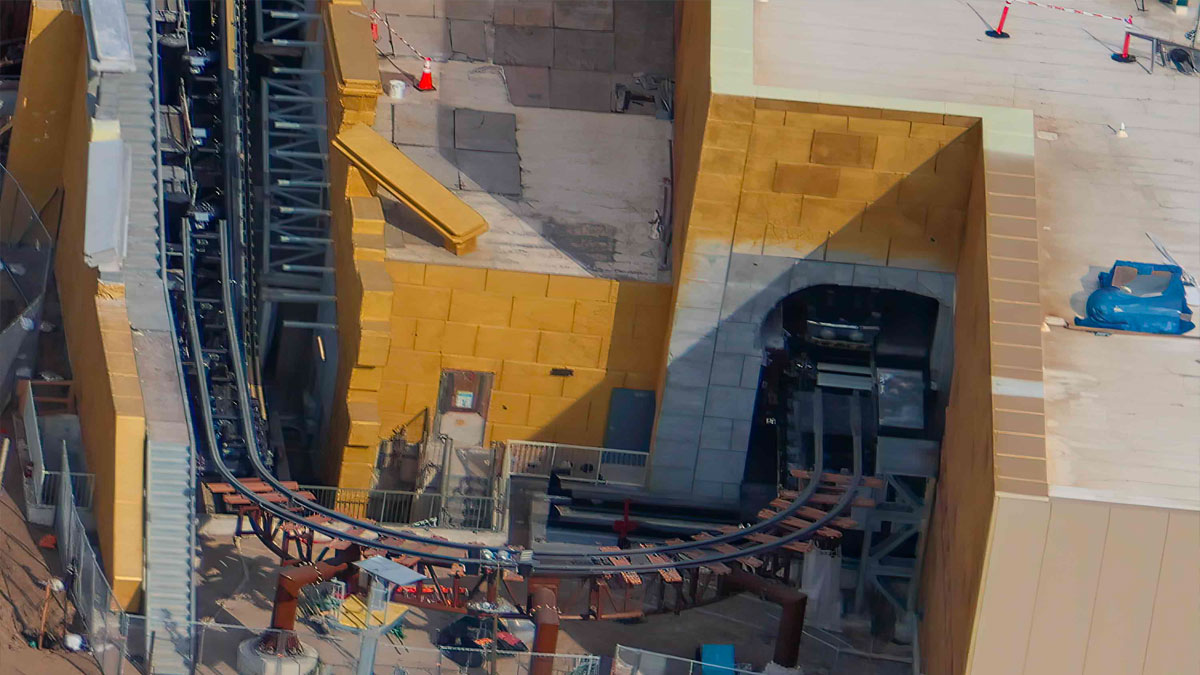 AERIAL PHOTO: Donkey Kong Roller Coaster Car on Track at Universal’s ...