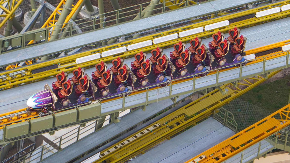 AERIAL PHOTO: Starfall Racers Roller Coaster Train on Track at ...