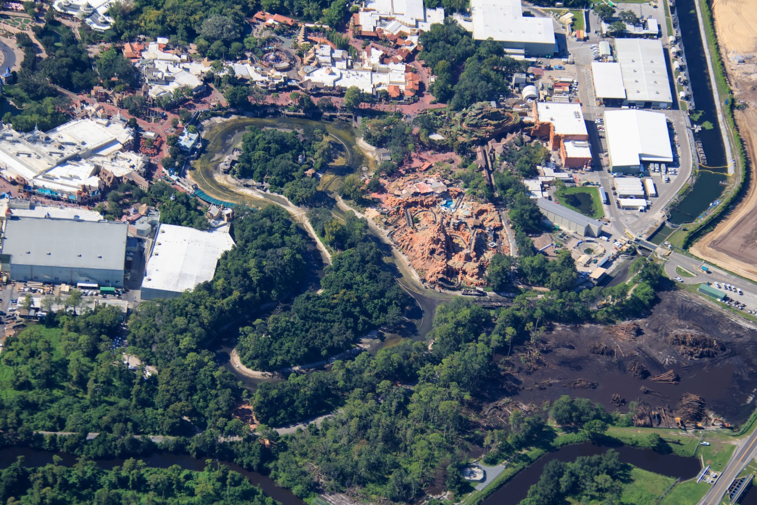 AERIAL PHOTOS: Rivers of America Being Drained at Magic Kingdom