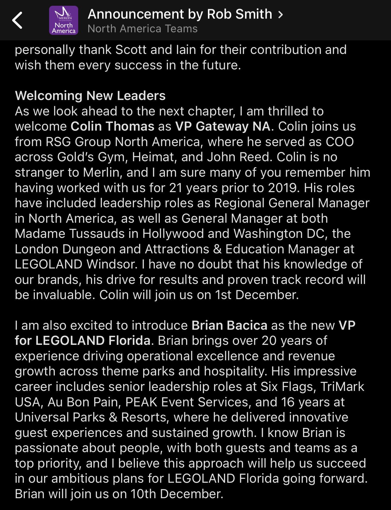 Brian Bacica No Longer President of Busch Gardens Tampa Bay