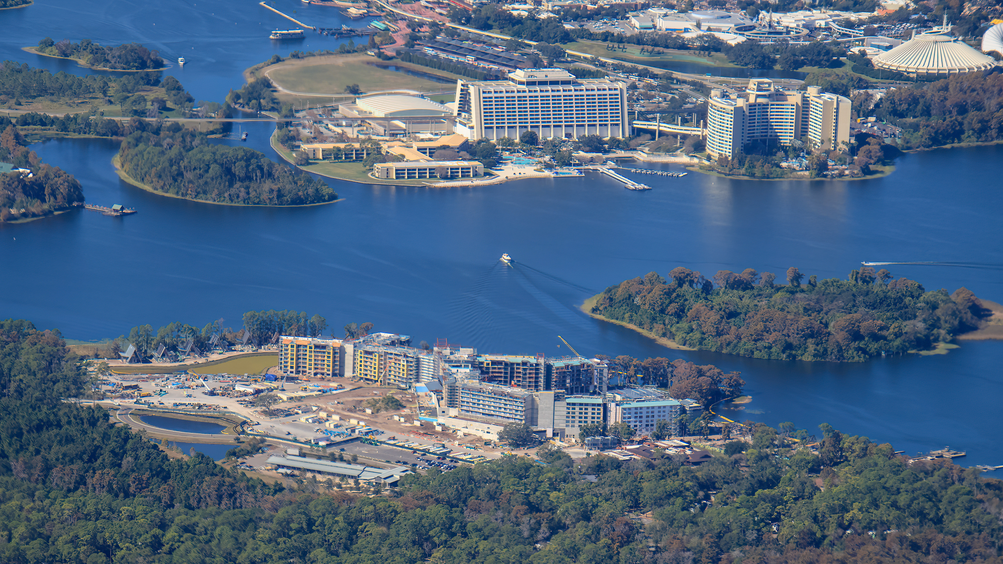 New Aerial Photos Show Construction Progress of Disney Lakeshore Lodge