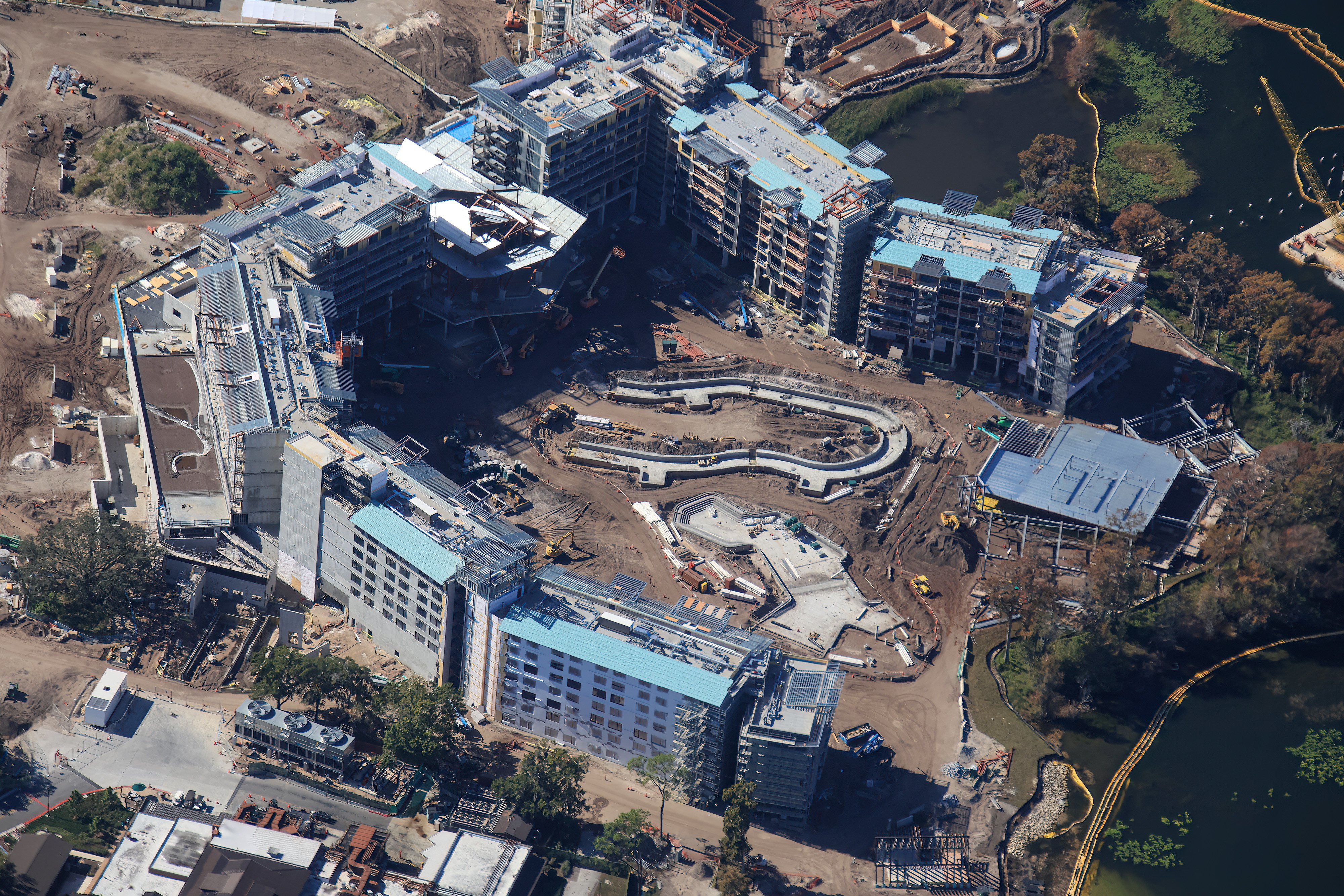 New Aerial Photos Show Construction Progress of Disney Lakeshore Lodge